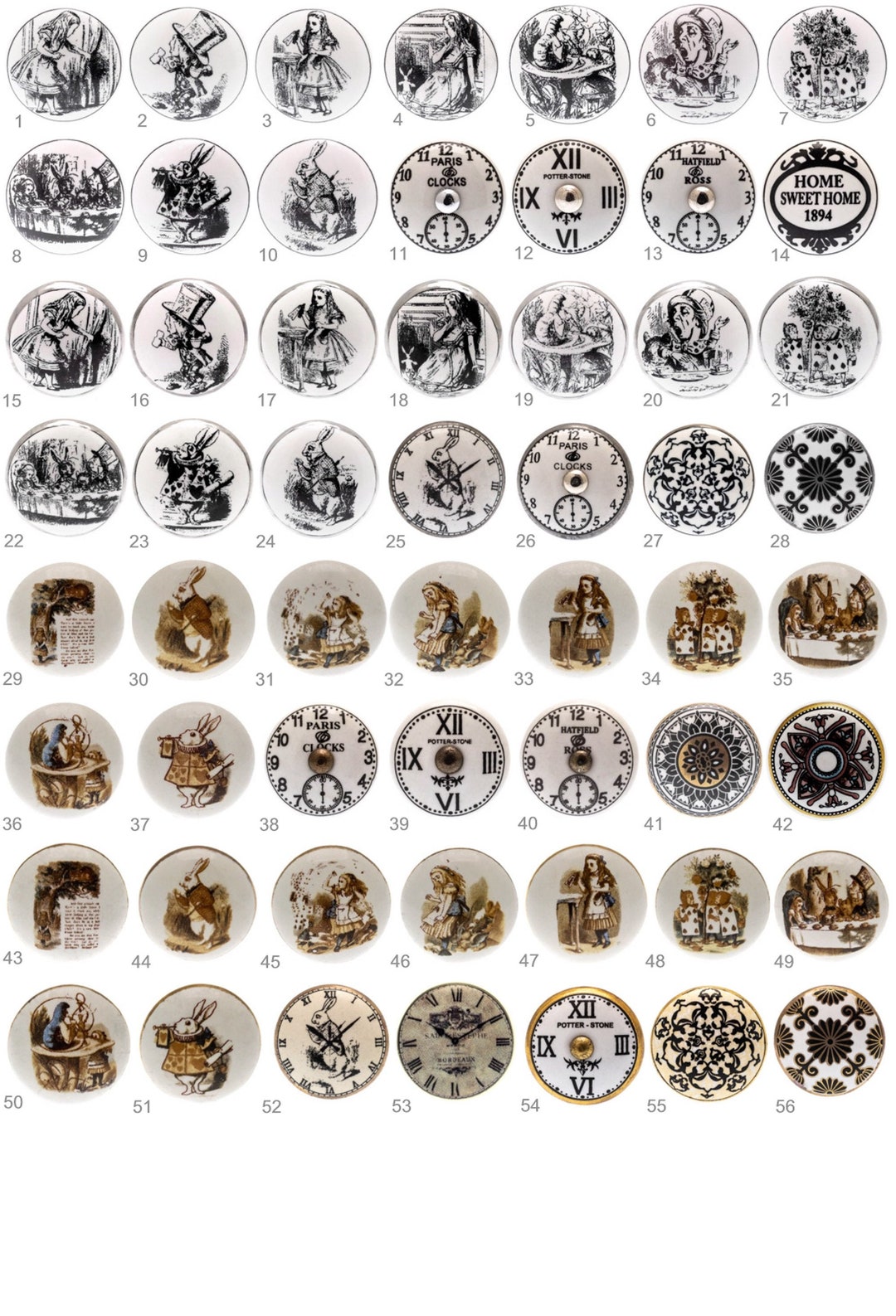 Door Knobs Alice in Wonderland Ceramic Cupboard Knobs: Kitchen Cabinet ...