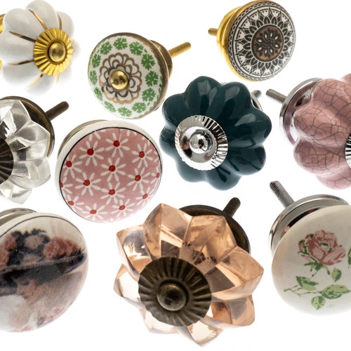 Ceramic Door Knobs Vintage Style Glass and Hand Painted - Etsy UK