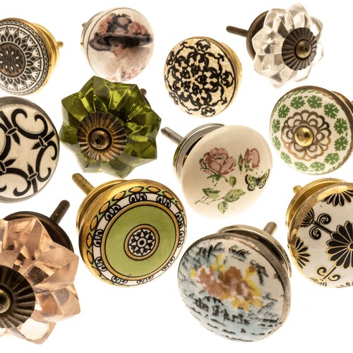 Ceramic Door Knobs Vintage Style Glass and Hand Painted - Etsy UK