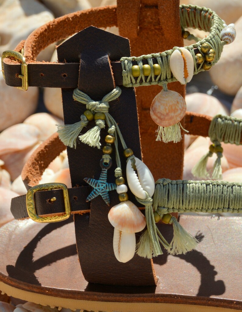 Handmade Sandals Womens Leather Sandals Shells Sandals | Etsy