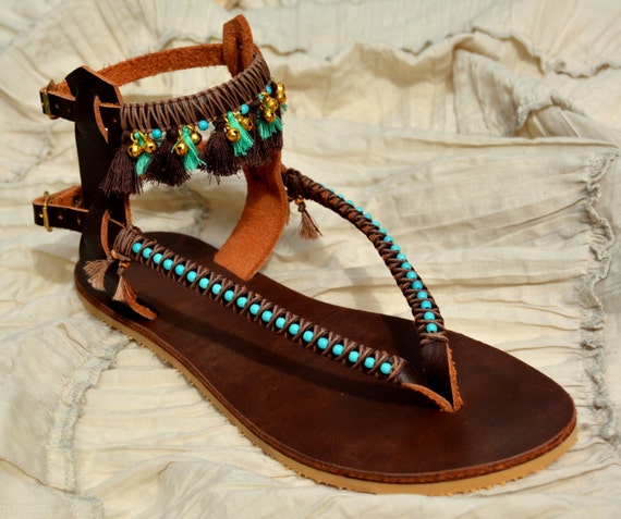 Leather Sandals Boho Sandals Foot Jewelry Boho Shoes Etsy