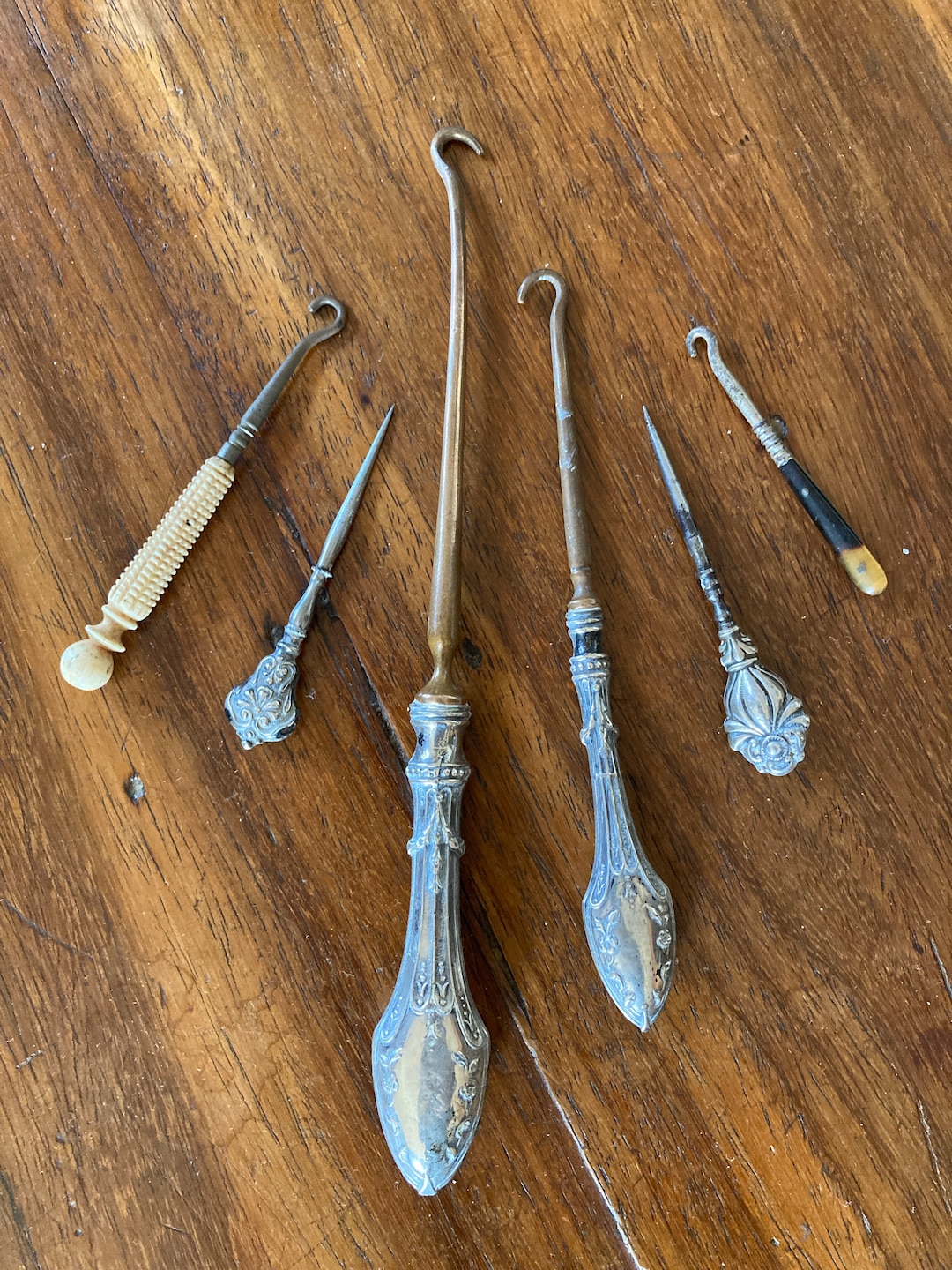 Set of Antique Silver and Ivory Needles and Boxes - Etsy