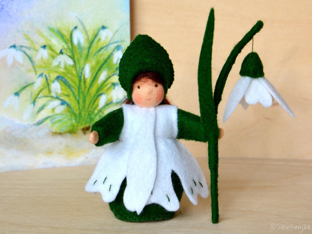 Flower Child Snowdrop Wool Felt. Waldorf Inspired Doll for on the ...