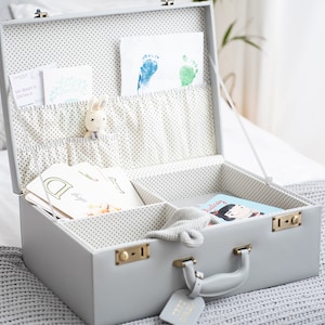 Large Keepsake Suitcase in Sage Green, Personalised Memory Case, Baby ...