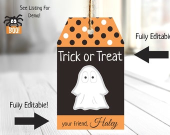 10 Halloween Tags Personalized Printable Tags Party Goodie | Etsy