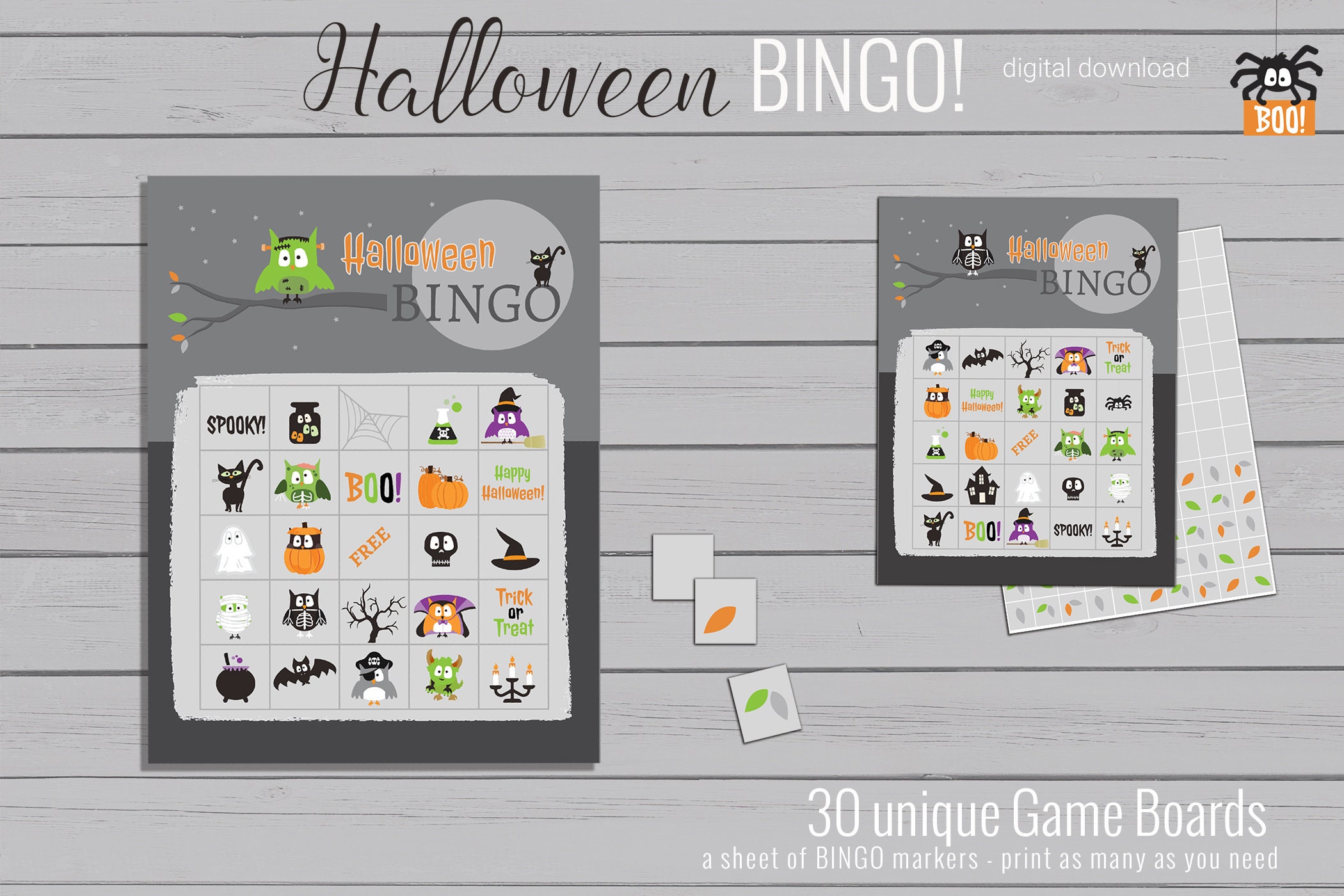 Halloween BINGO 30 Different Owl Inspired Boards Each W/unique - Etsy