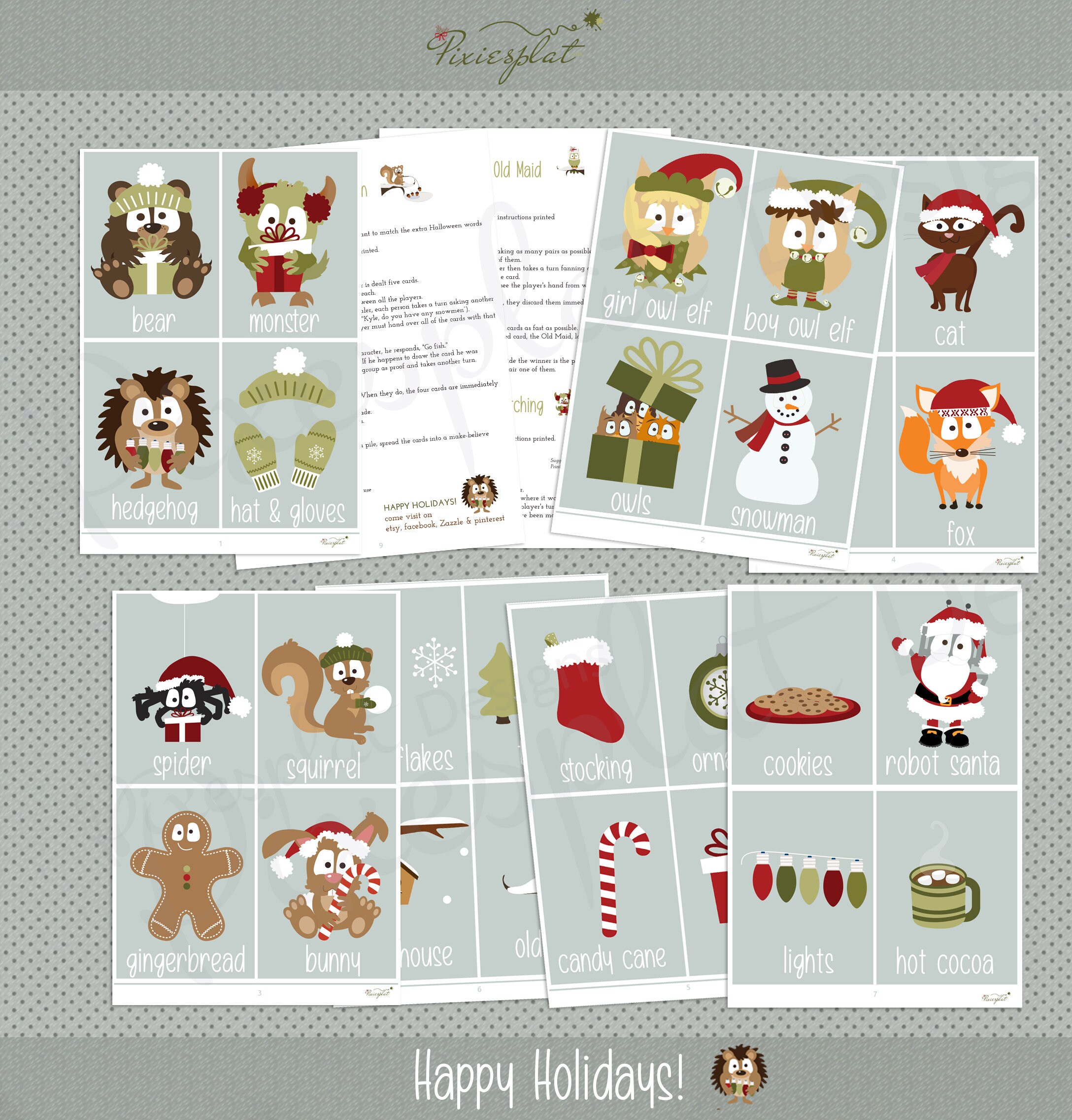 Christmas Memory Matching Old Maid Go Fish Printable Game - Etsy