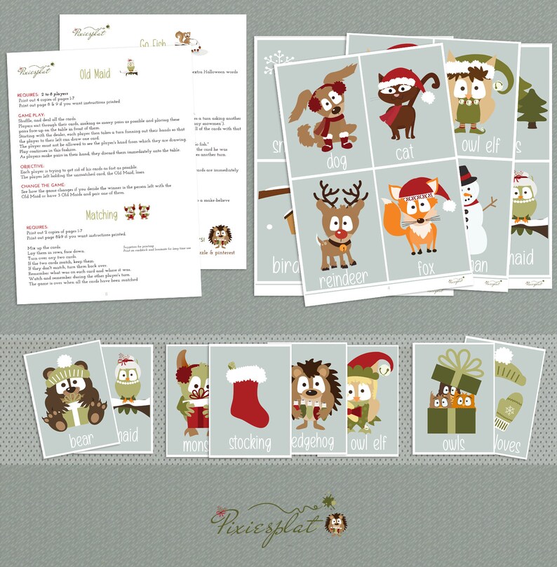 Christmas Memory Matching Old Maid Go Fish Printable Game - Etsy