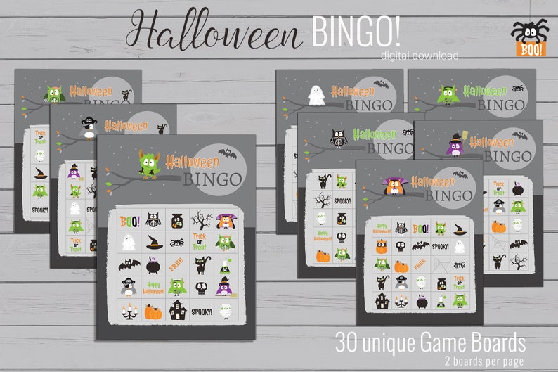 Halloween BINGO 30 Different Owl Inspired Boards Each W/unique - Etsy