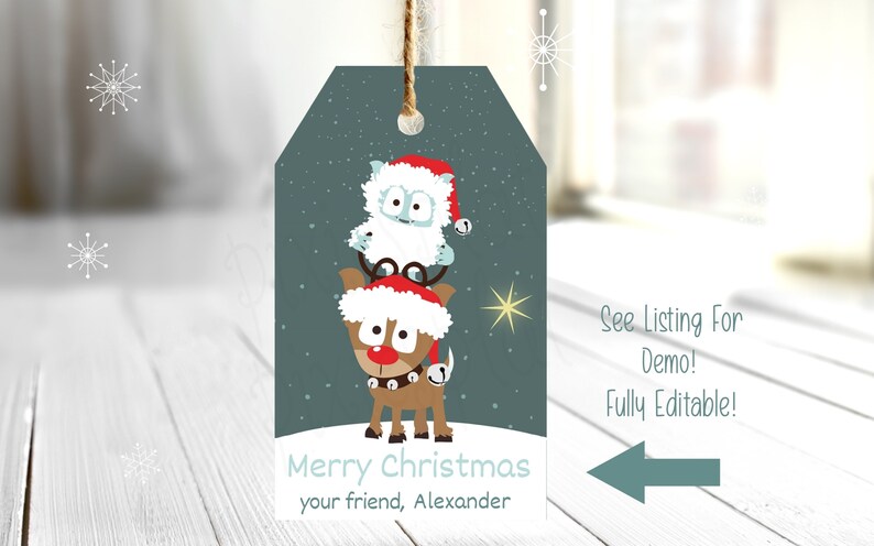 EDITABLE Girl Elf Personalized Christmas Tags Holiday Gift Tag School ...
