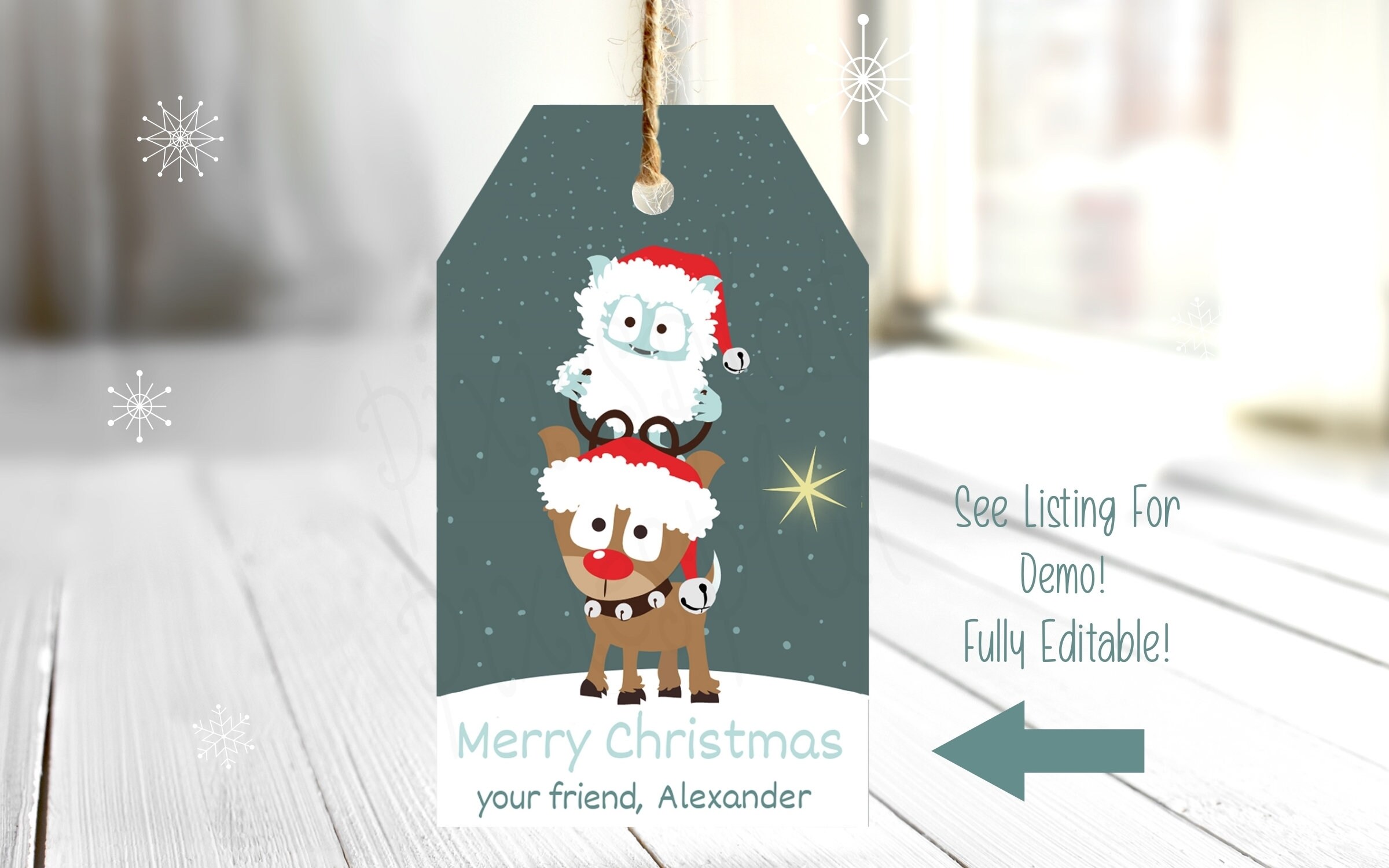 EDITABLE Boy Elf Personalized Christmas Tags Holiday Gift Tag School ...