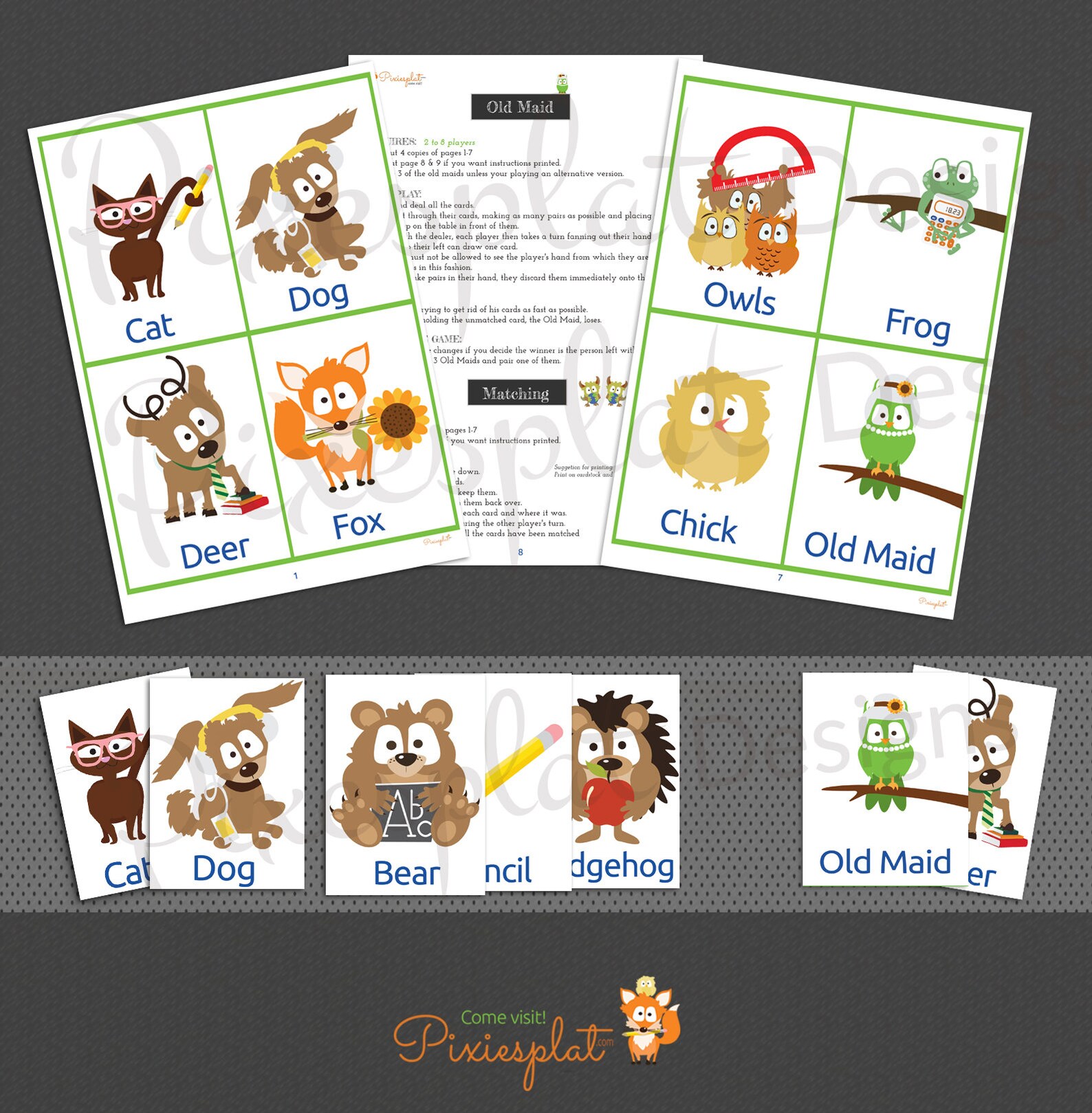 Back to School Memory Matching Old Maid Go Fish Printable - Etsy