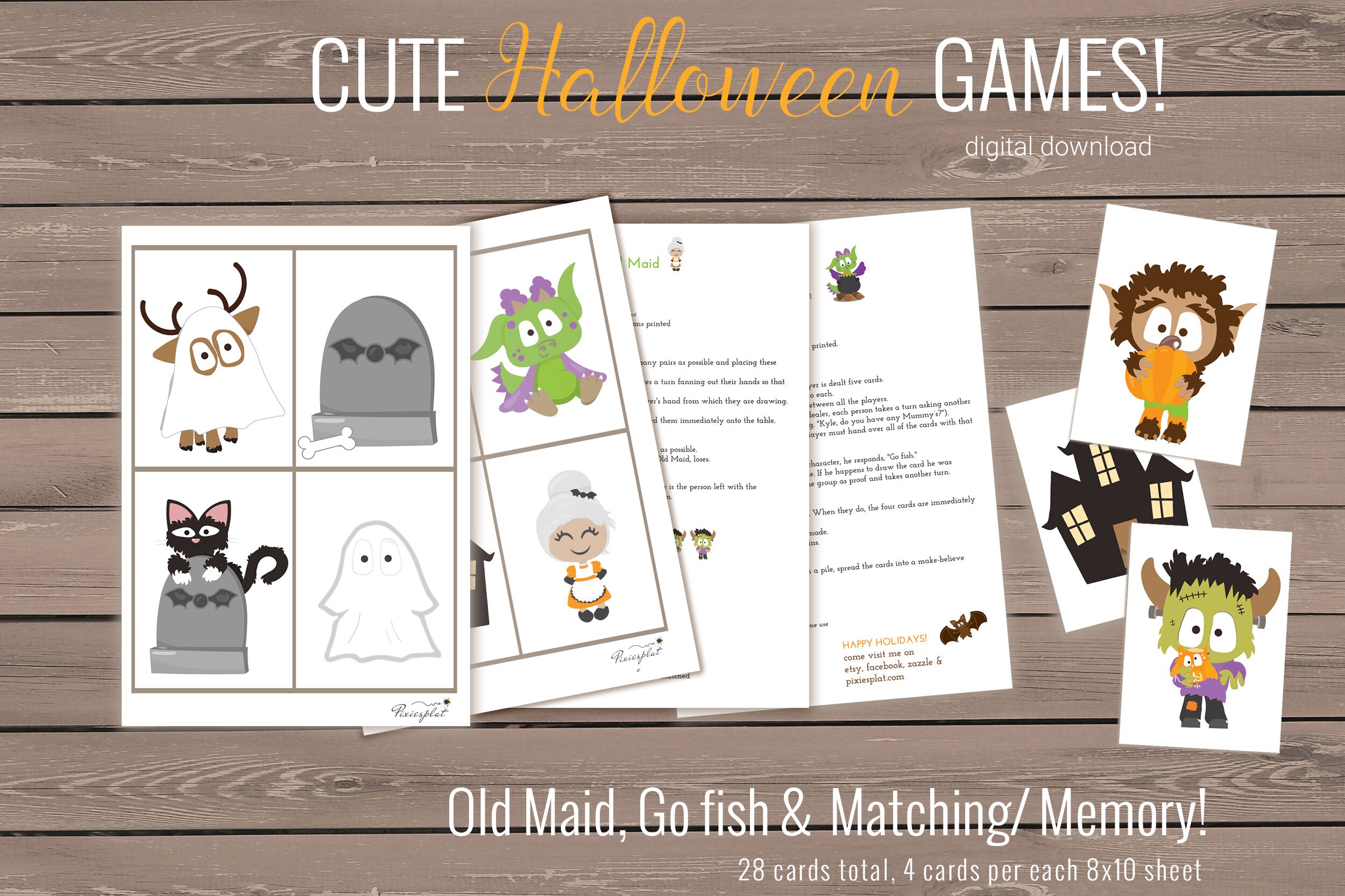 Halloween Memory Matching Old Maid Go Fish Party Games - Etsy