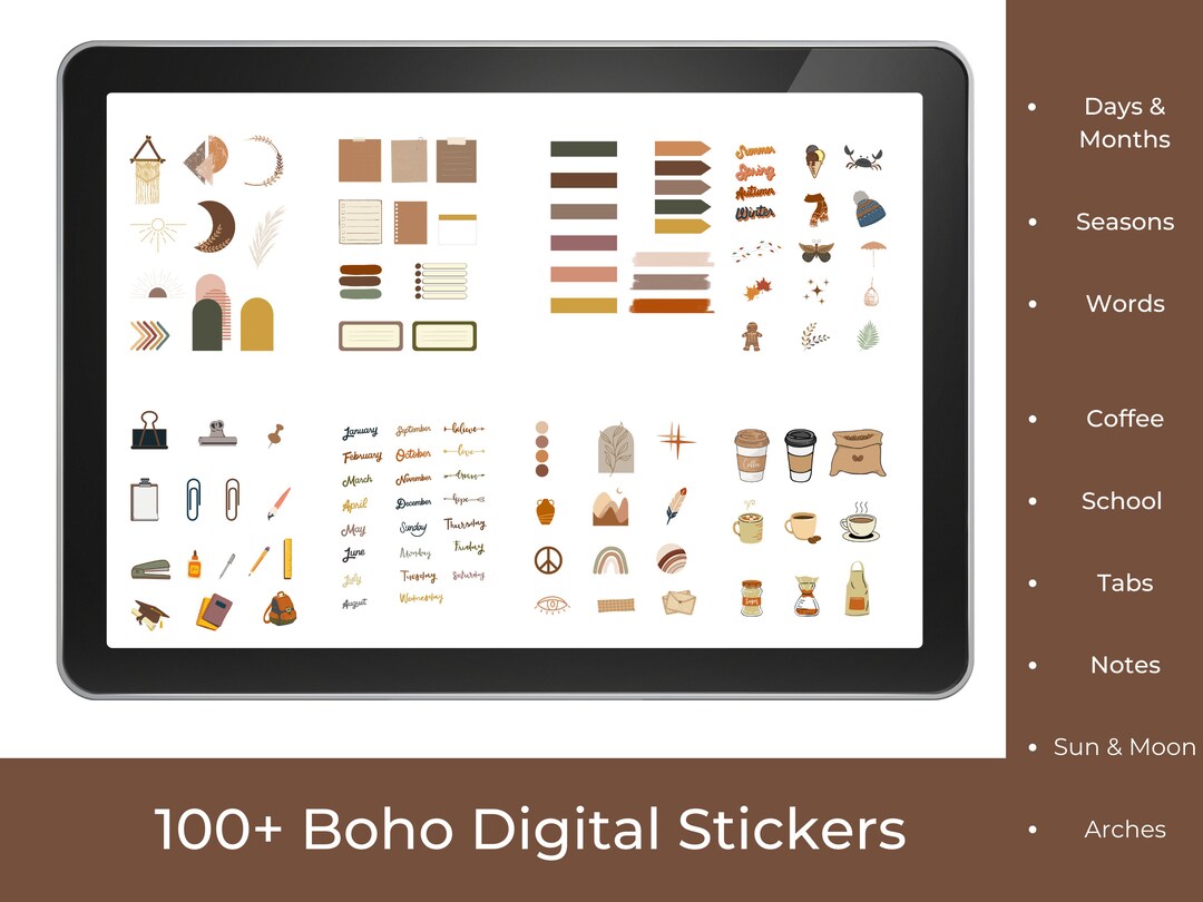 Boho Digital Sticker Pack Digital Planner Stickers Goodnotes Stickers ...