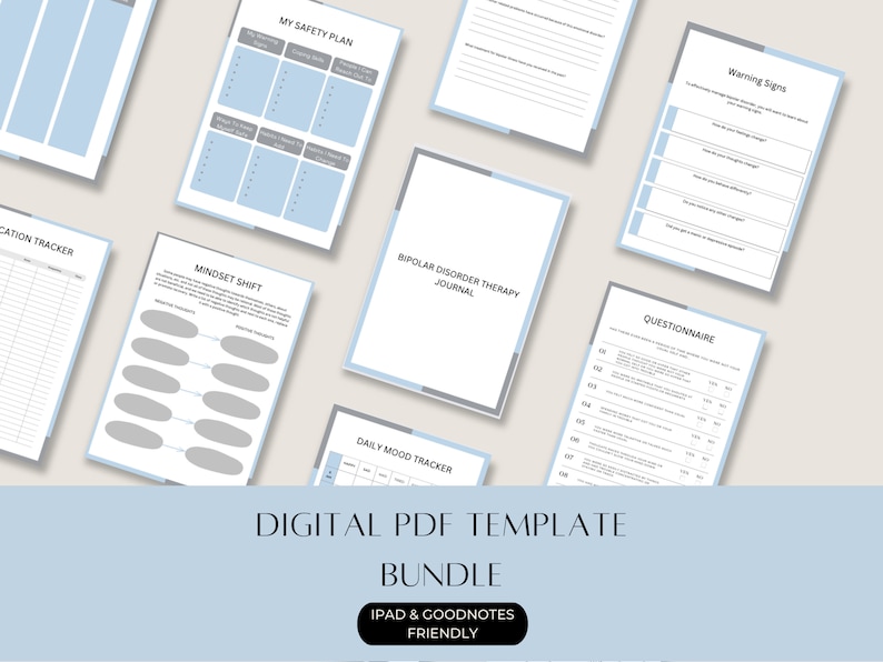 Digital and Printable Bipolar Mood Disorder Therapy Journal - Etsy