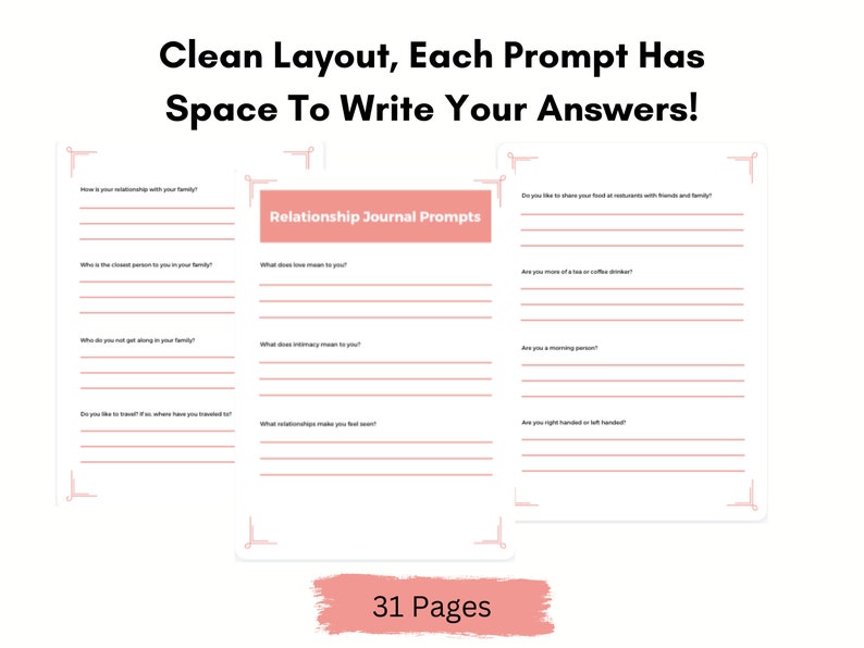 Digital and Printable Relationship Journal Prompts - Etsy