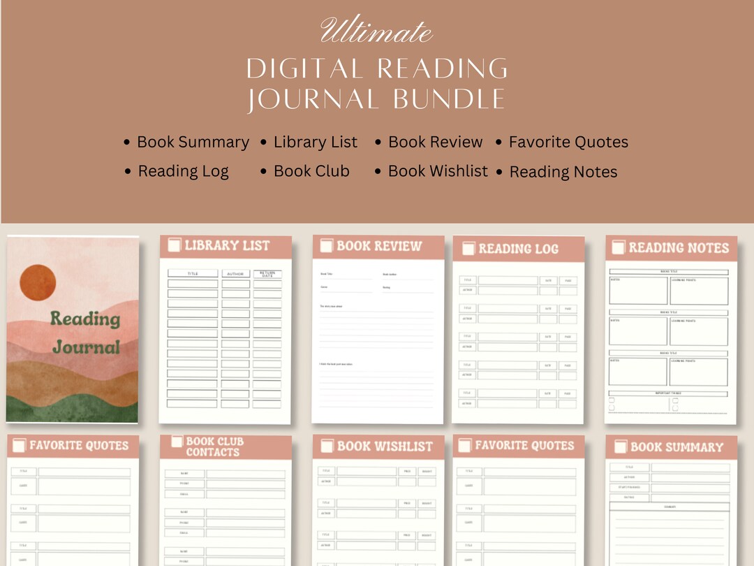 Digital Reading Book Journal and Planner for Book Lovers - Etsy