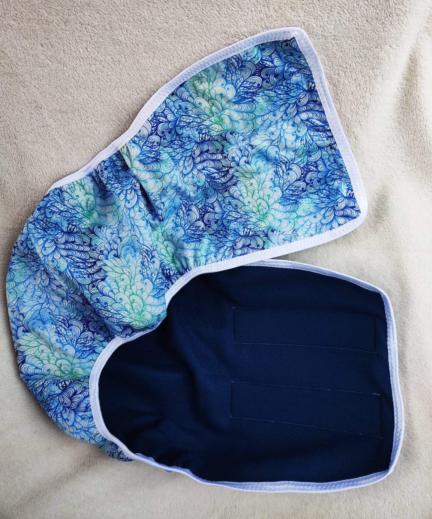 Castor Oil Pack Wrap Blue Feathers W/ Blue Fleece Inner - Etsy UK