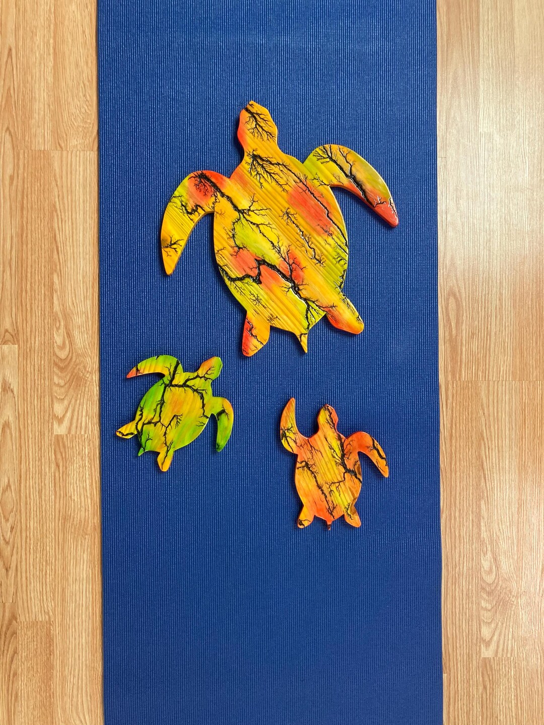 Wooden Fractal Burned Turtle Family Hanging Wall Art - Etsy