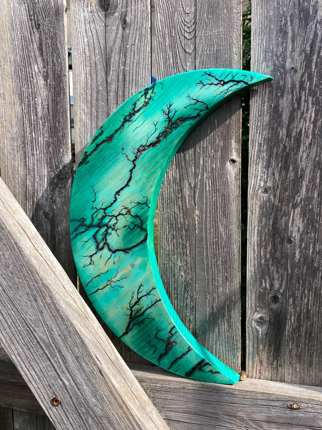 Wooden Fractal Burned Crescent Moon Wall Art - Etsy