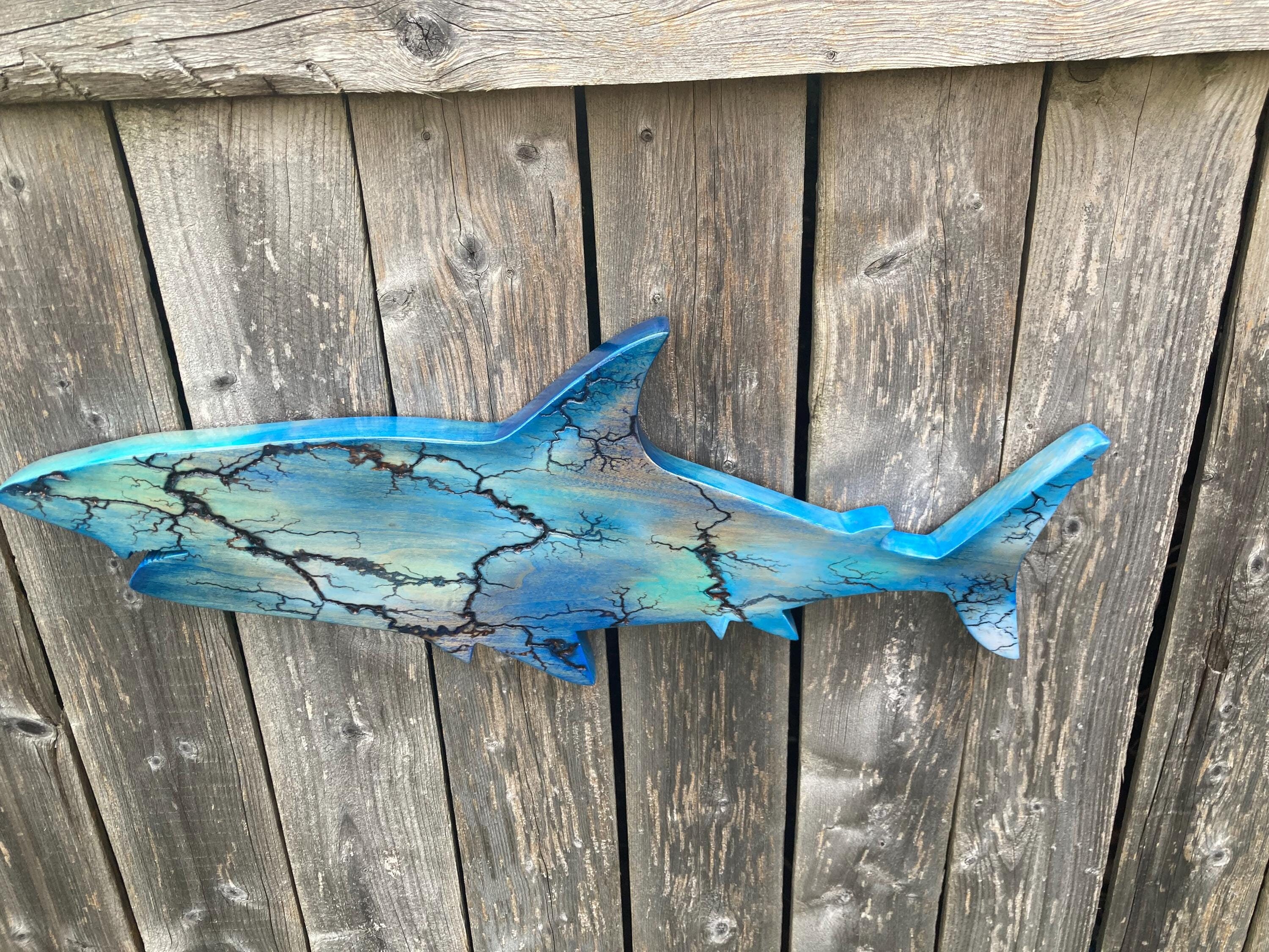 Wooden Fractal Burned Shark Wall Art - Etsy
