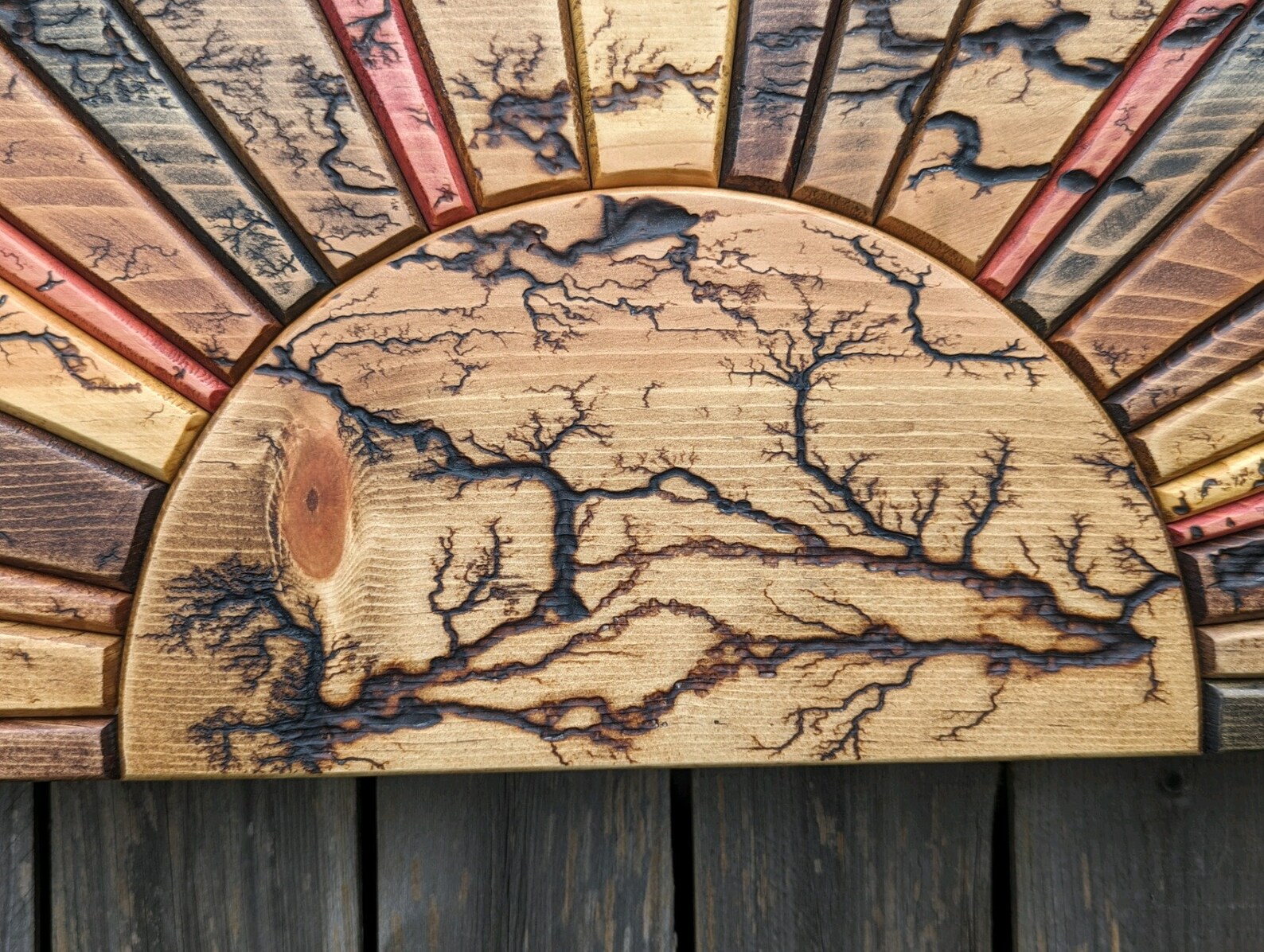Fractal Burned Sunburst, Rustic Wooden Wall Art - Etsy