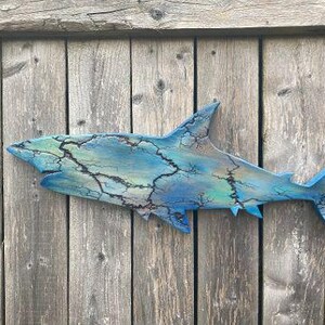 Wooden Fractal Burned Shark Wall Art - Etsy