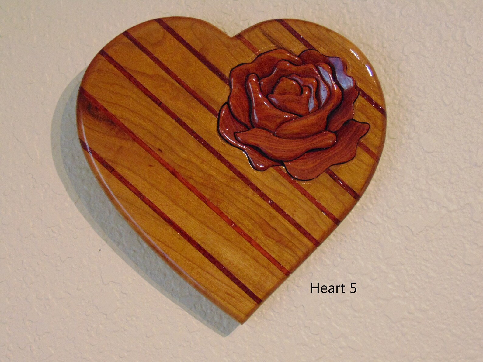 Wood Heart Variety 3 Dimensional Rose Intarsia Handmade | Etsy