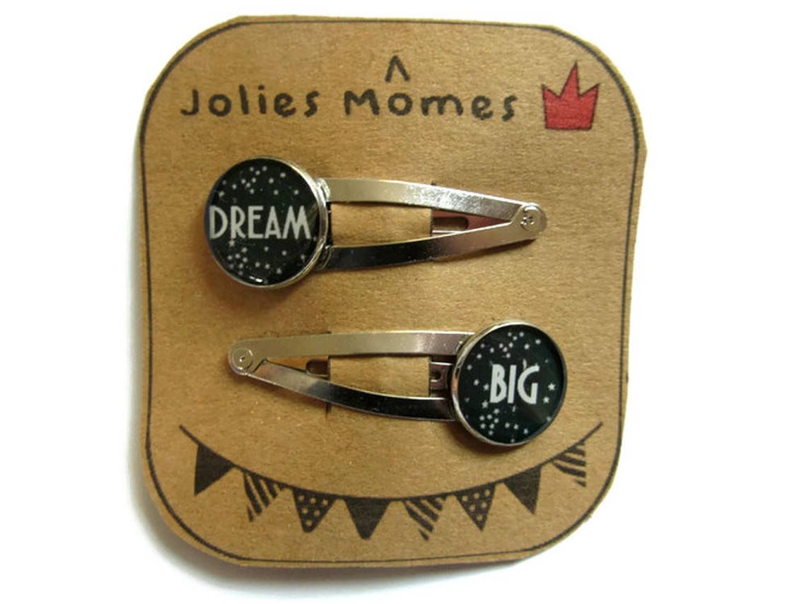 2 Dream Hair Clips HAIR CLIP SET Dream Big Girl Gift - Etsy
