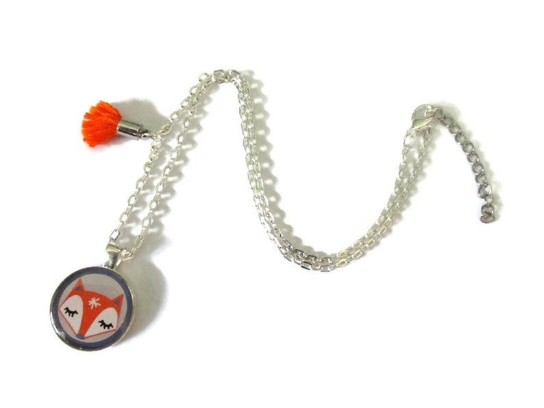 CUTE FOX NECKLACE Little Girls Necklace Blue Orange - Etsy