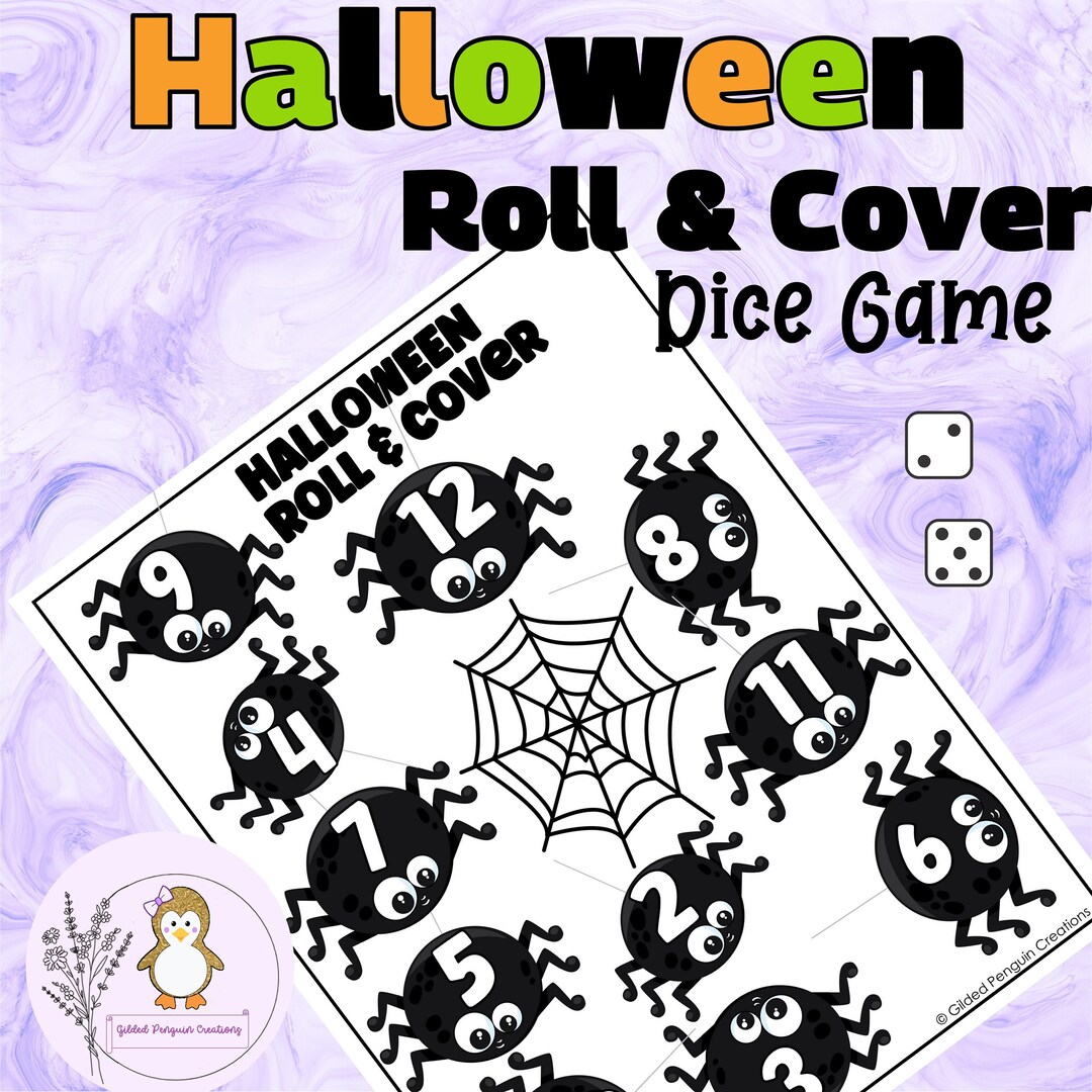 Halloween Roll and Cover Dice Game: Math Printable (digital Download ...