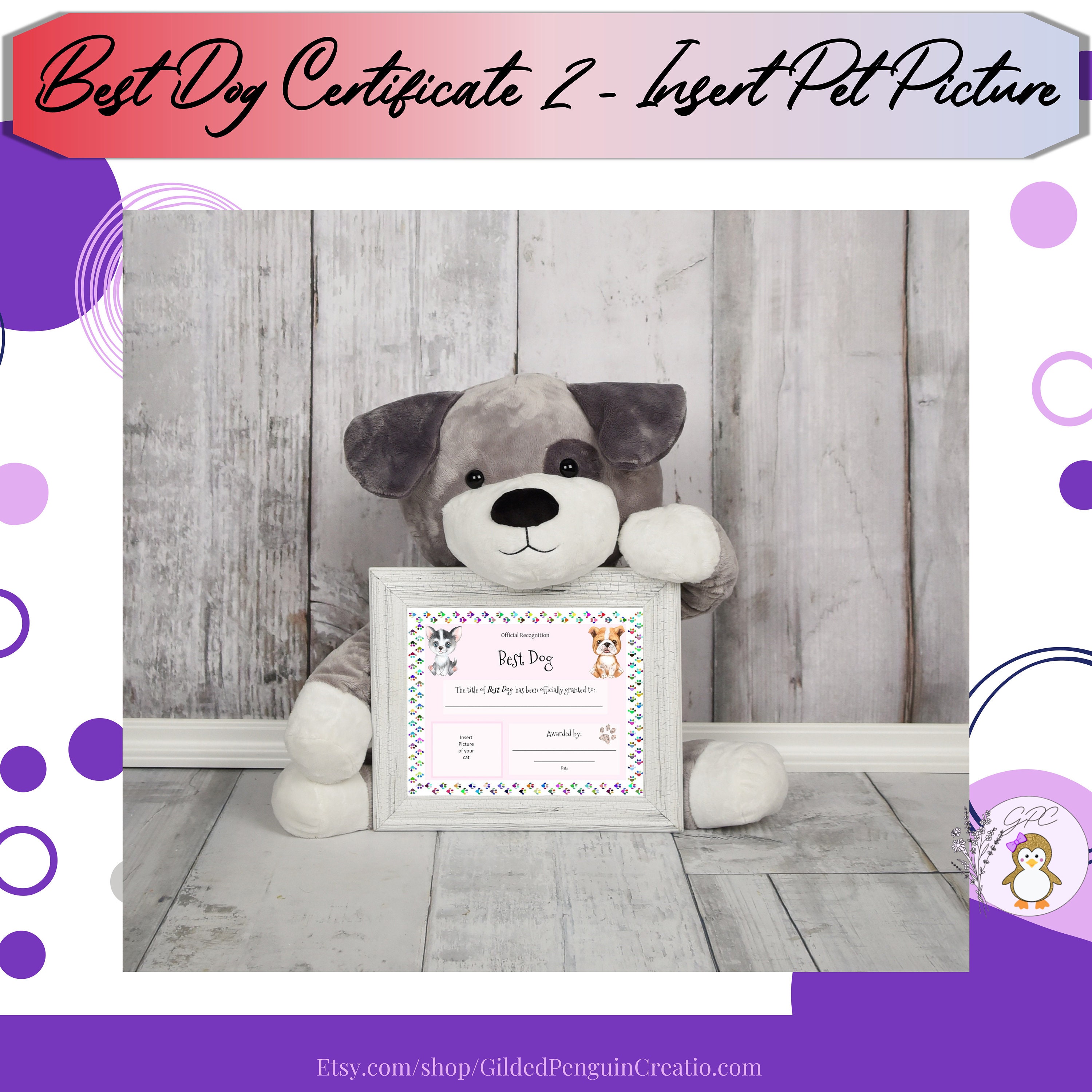 Best Dog Certificate 3 Insert Dog Picture Printable, Dog Award, Great ...