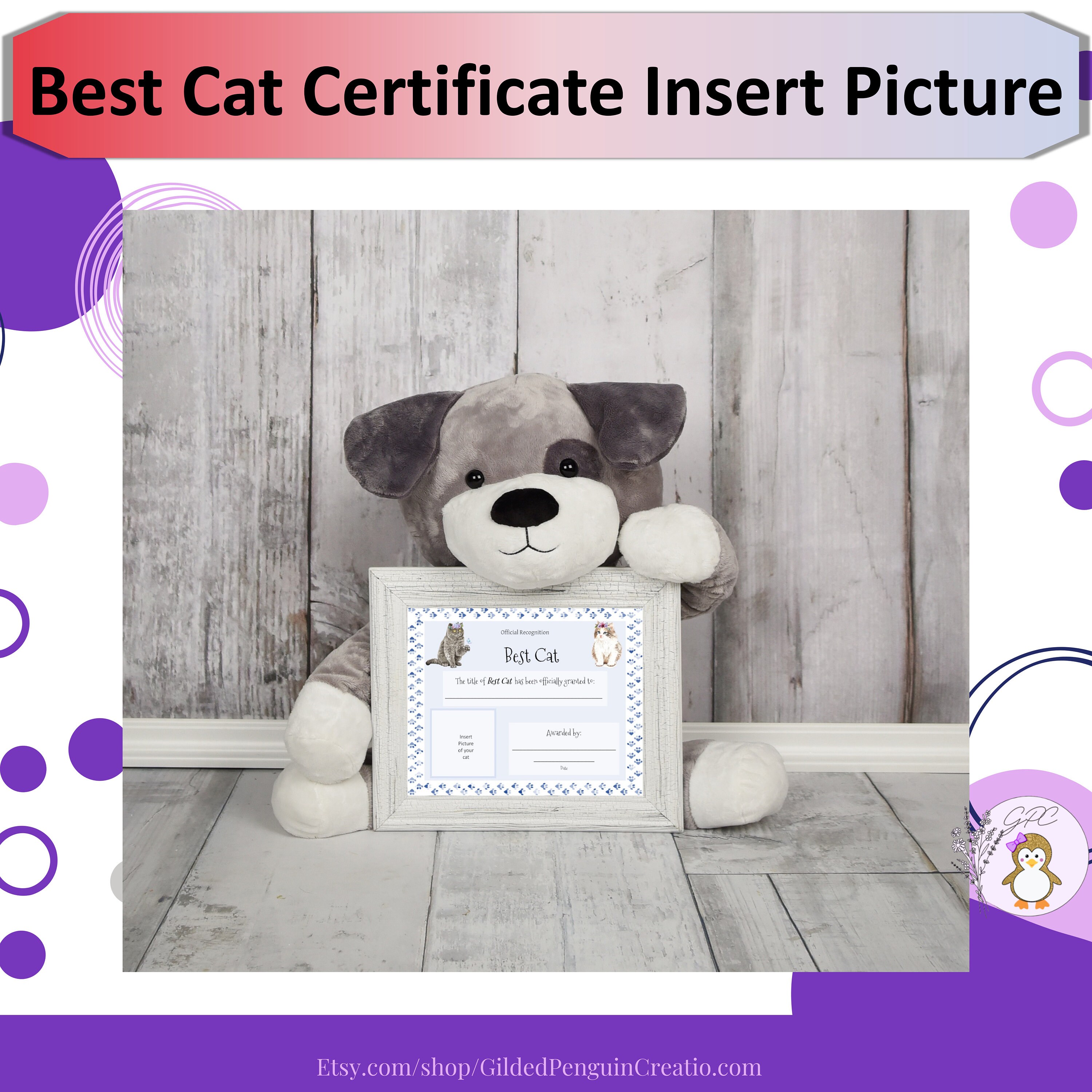 Best Cat Certificate 1 Insert Cat Picture Printable, Cat Award, Great ...