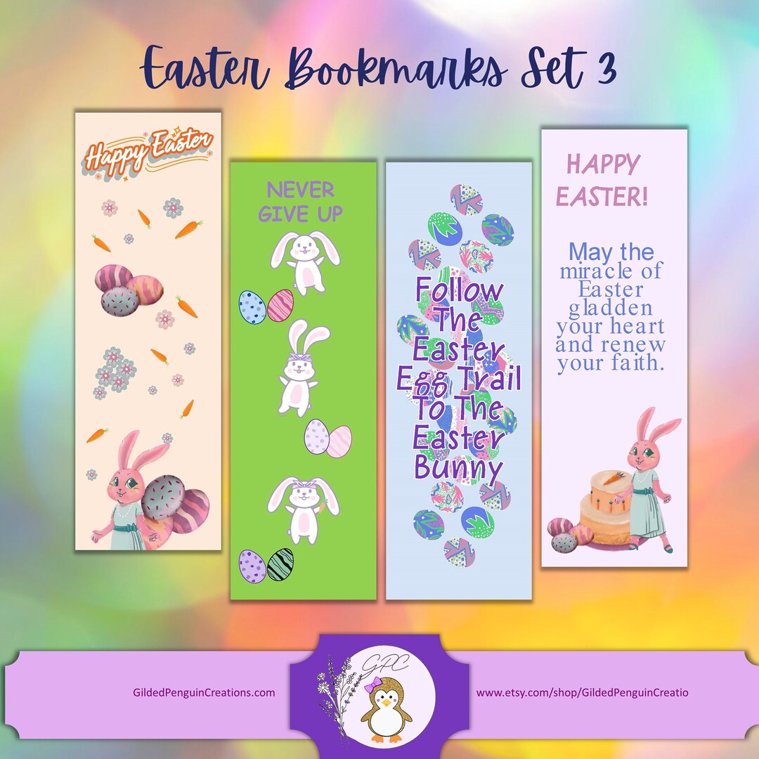 Easter Bookmarks Set 3 Set of Four 2x6 Easter Printable Digital ...