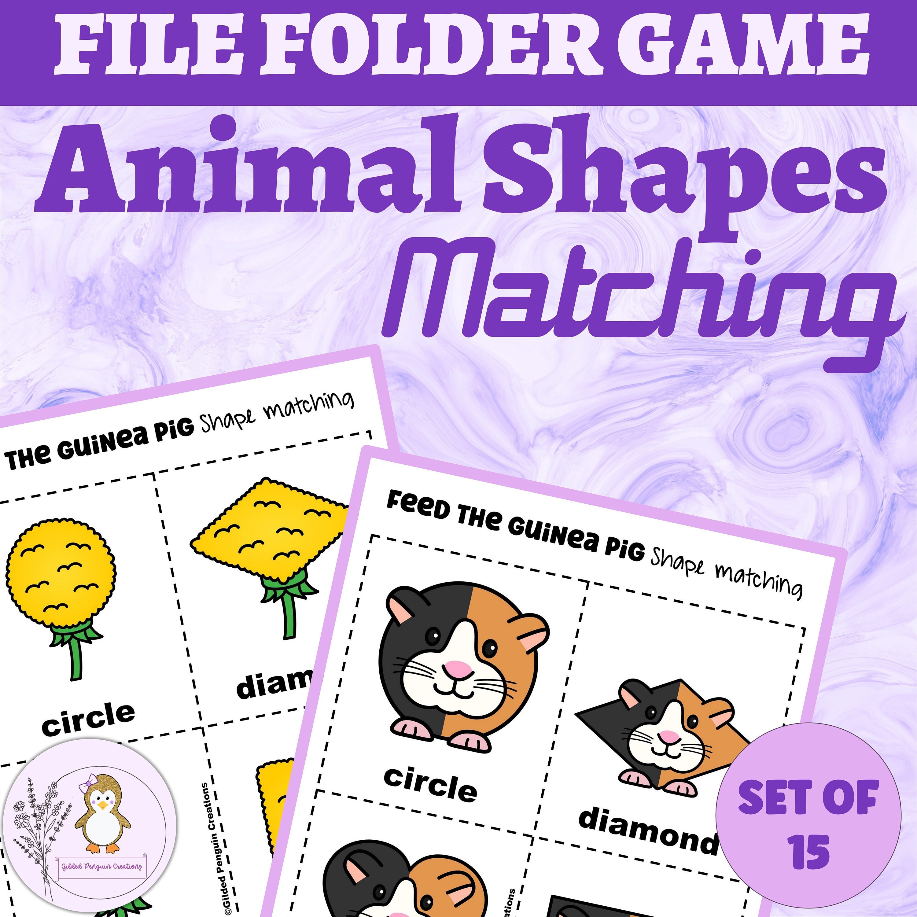 Shape Matching File Folder Game Feed the Guinea Pig - Etsy