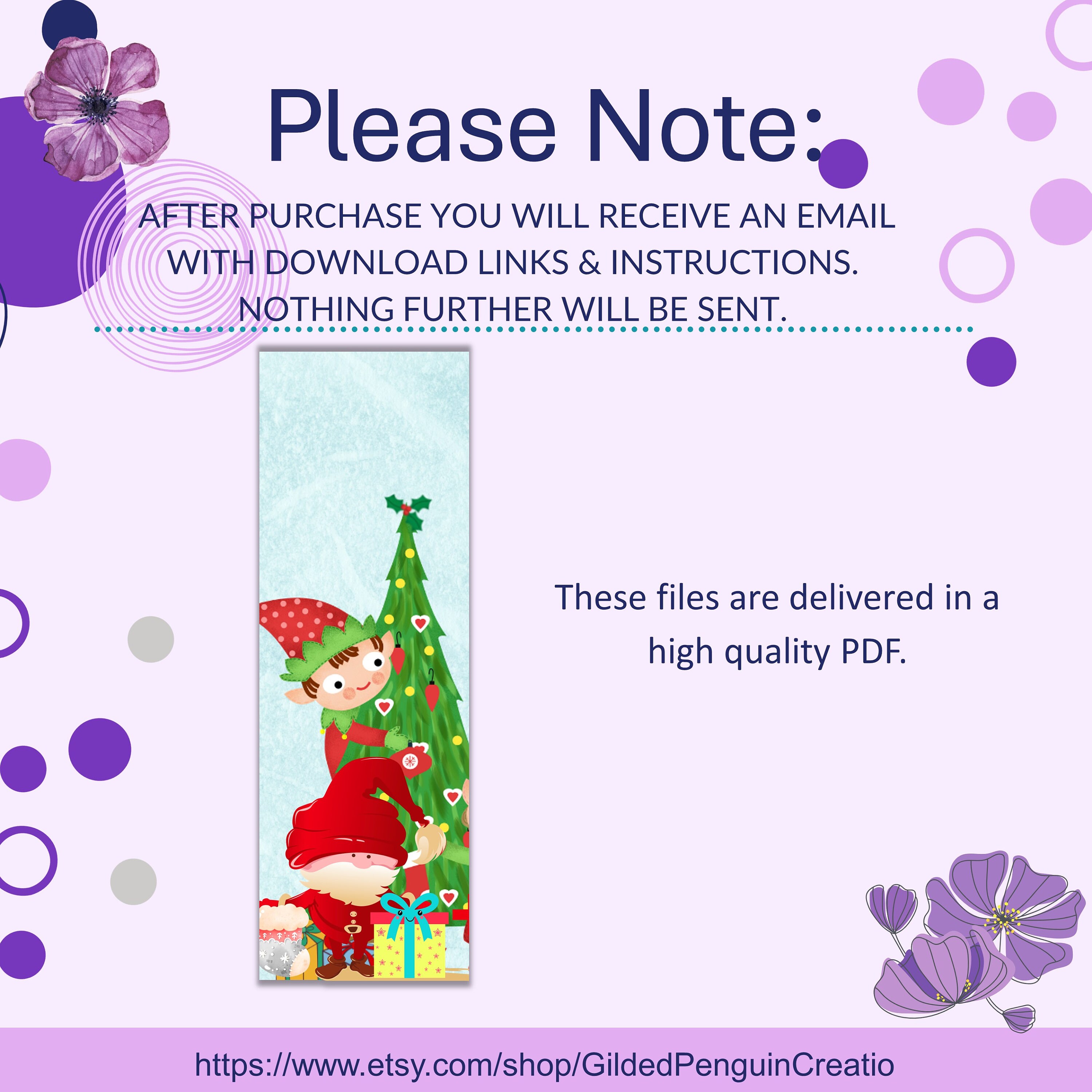 Christmas Elves Printable Bookmarks Set of 4 2x6 Santa With Gifts ...