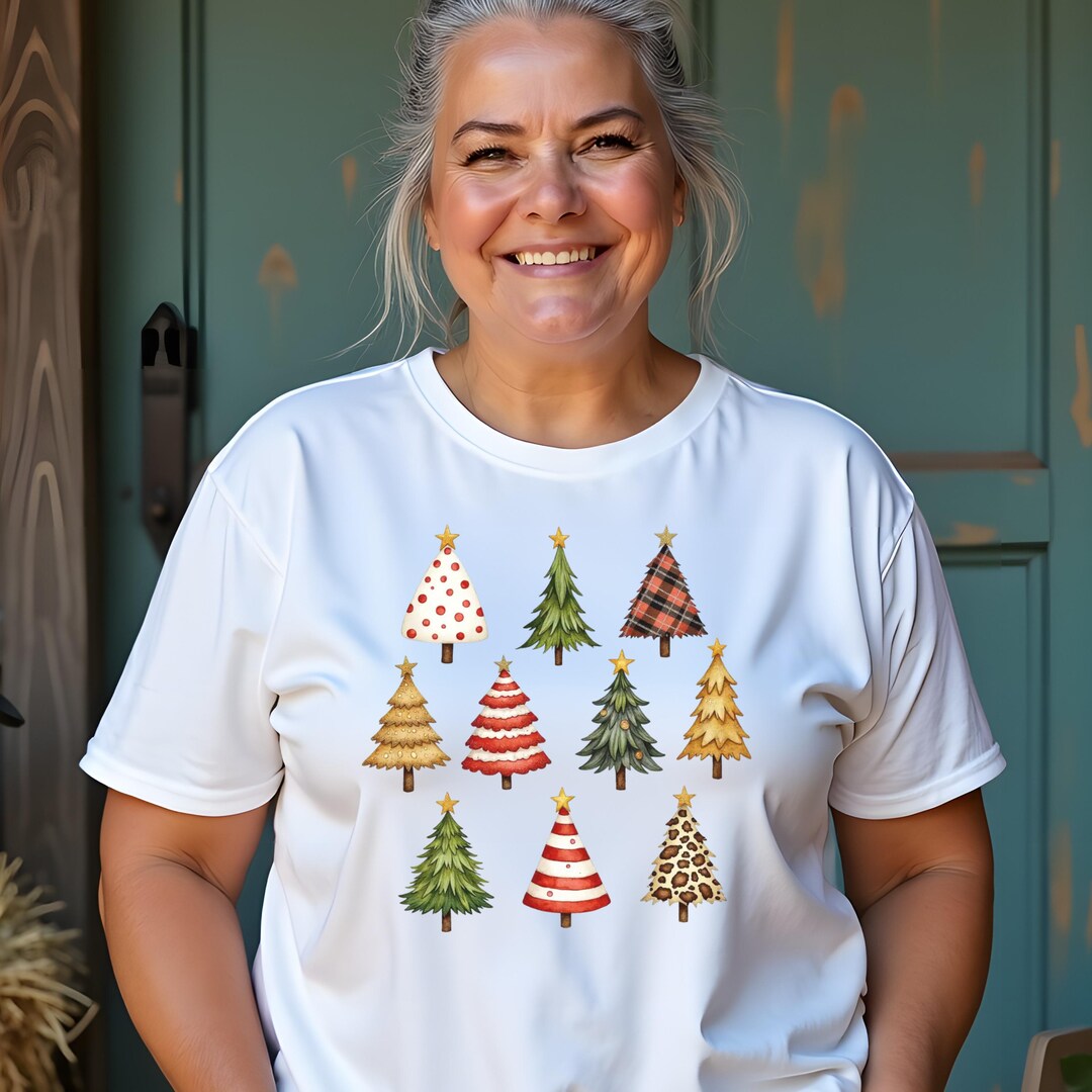 Christmas Trees Digital Download, Watercolor Holiday Trees PNG, Festive ...