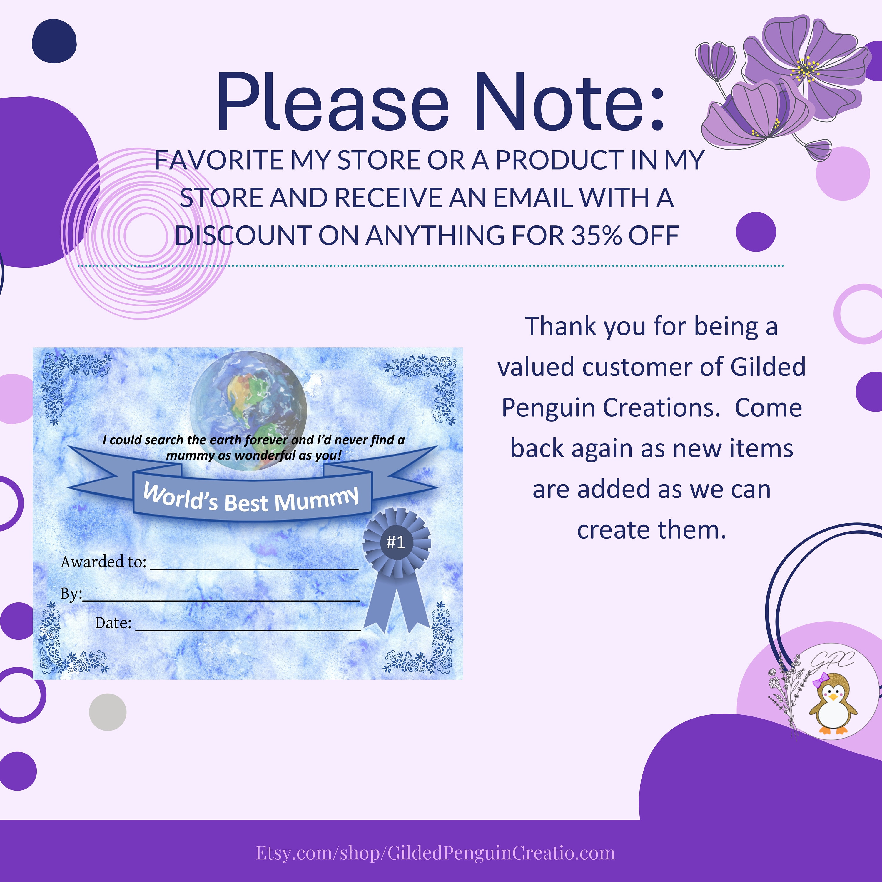 World's Best Mummy Certificate Printable, Mother's Day Gift, Gift for ...