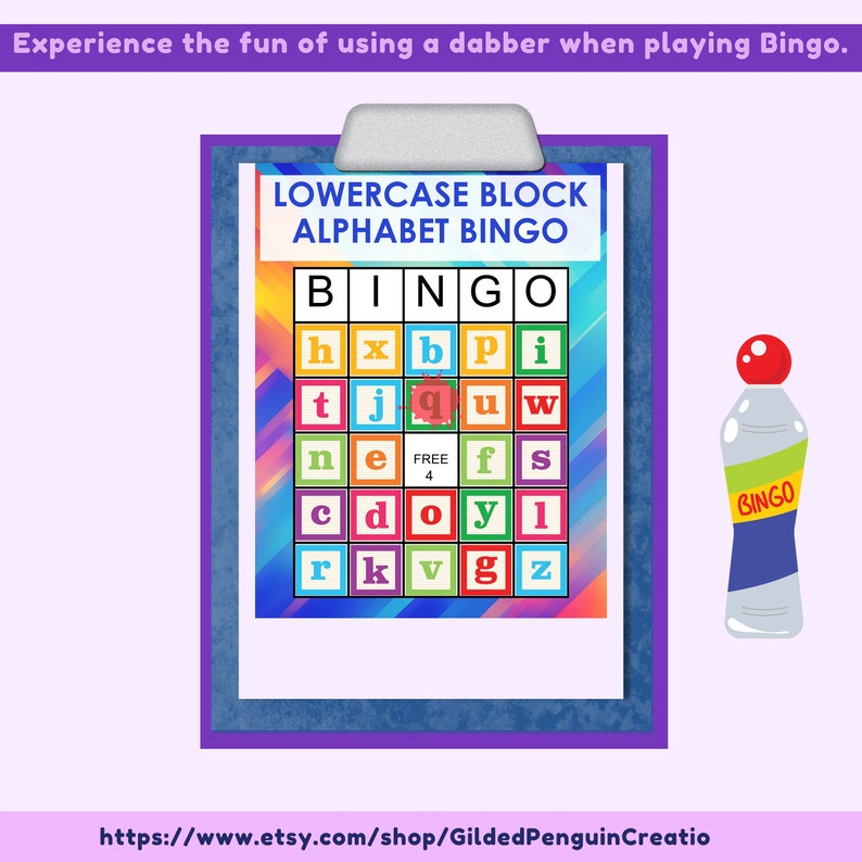 Alfabeto de bloque en minúsculas Bingo imprimible 30 tarjetas de bingo ...