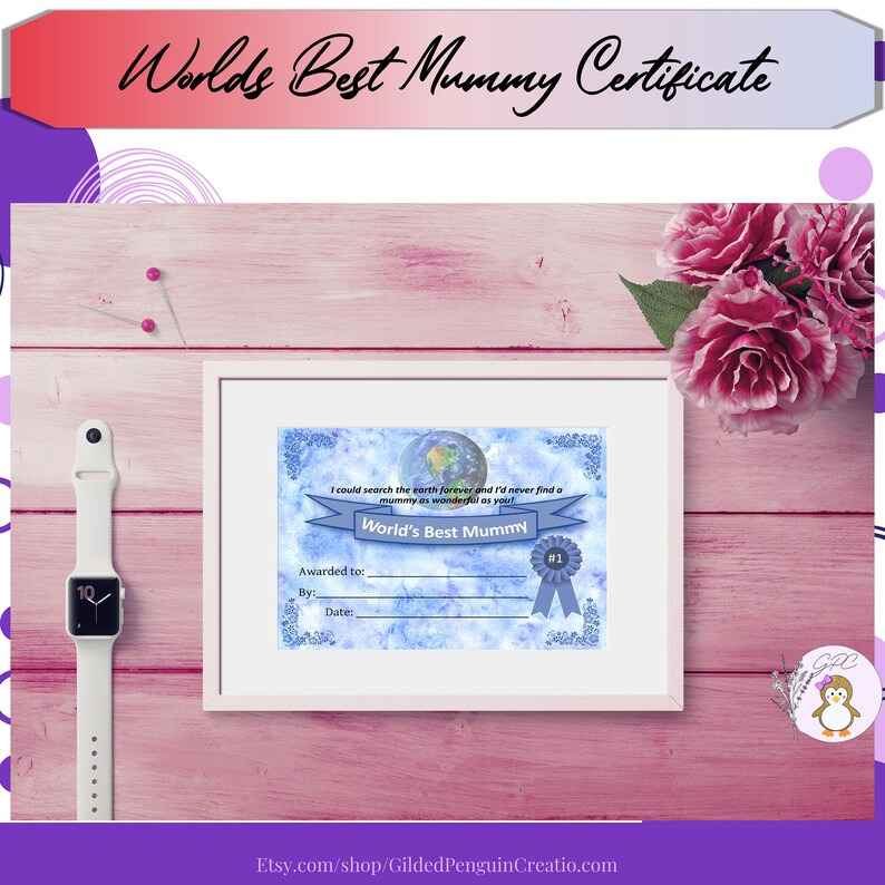 World's Best Mummy Certificate Printable, Mother's Day Gift, Gift for ...