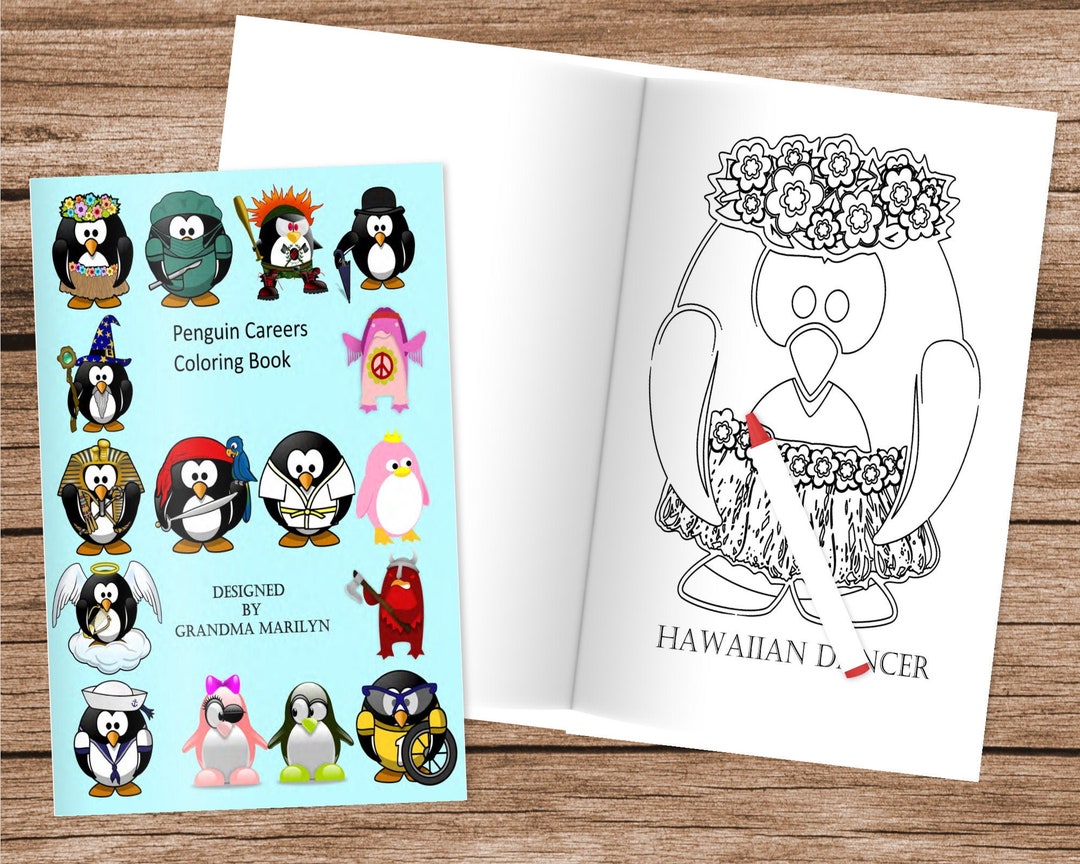 Penguin Careers Coloring Book Antarctica Animal Stress Relief Art ...