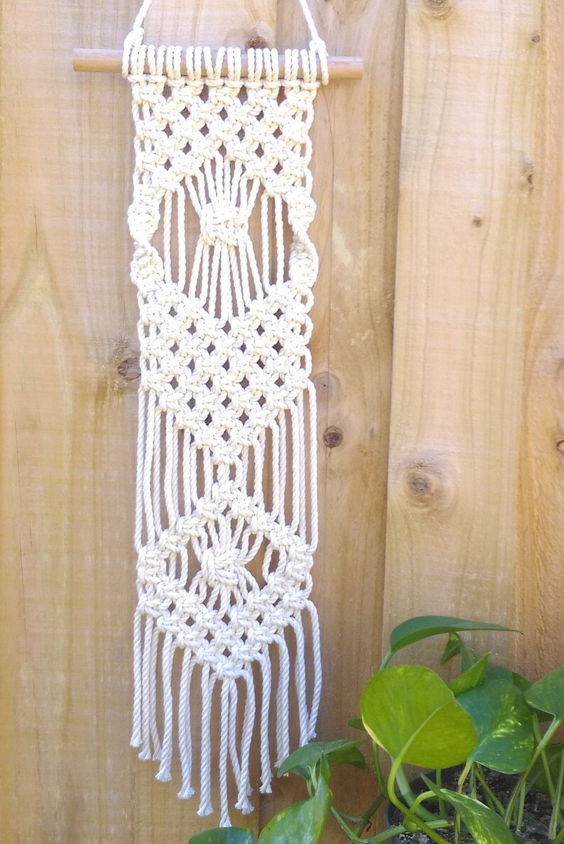 Macrame Wall Hanging. Geometric Diamond Style Design. Natural Yarn ...