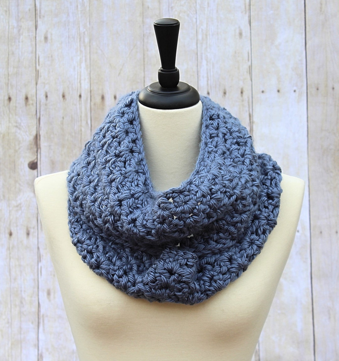 Light Blue Infinity Scarf, Blue Loop Scarf, Blue Scarf, Blue Crochet ...