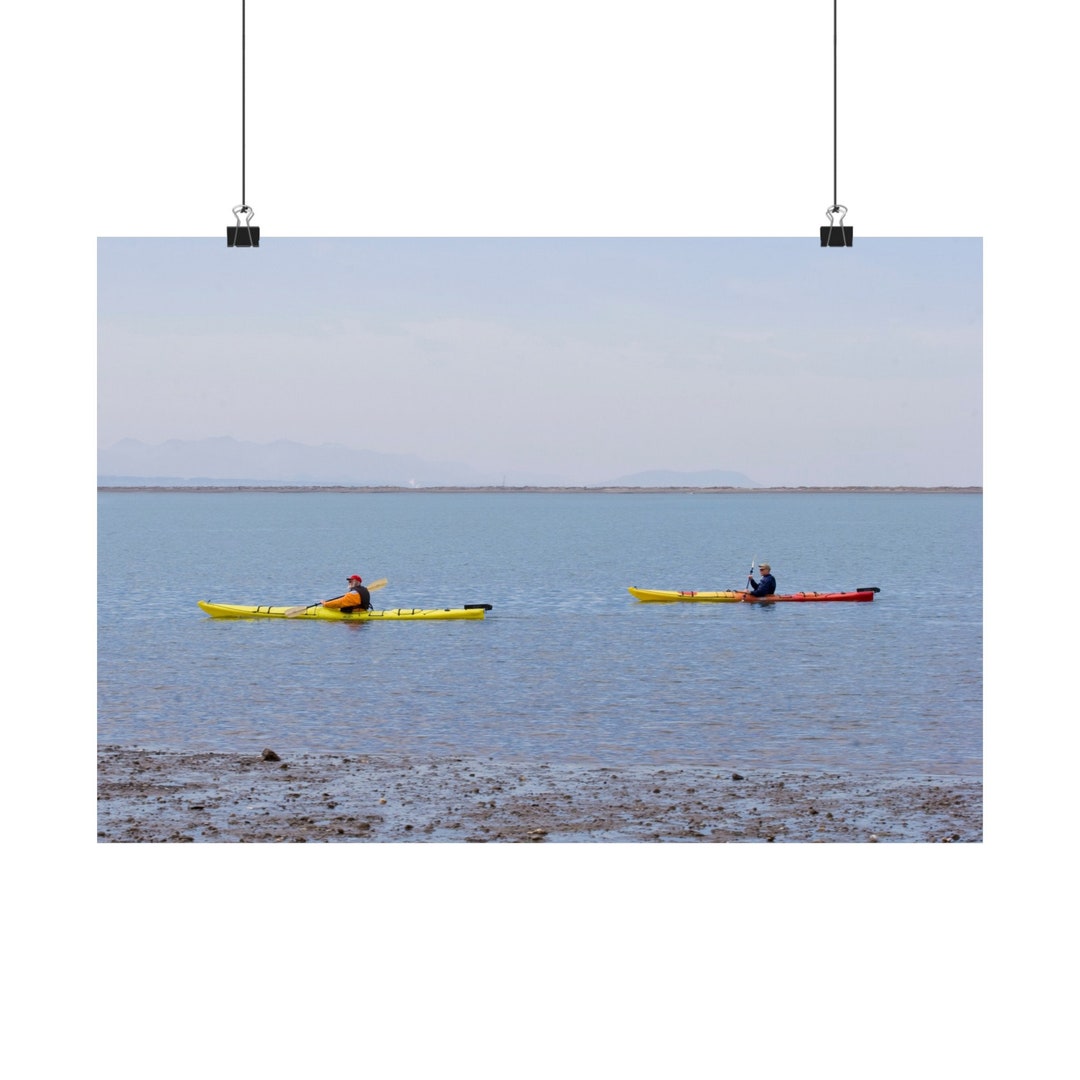 Two Man Kayaking in the Sea Wall Poster, Water Activity Photo Prints ...
