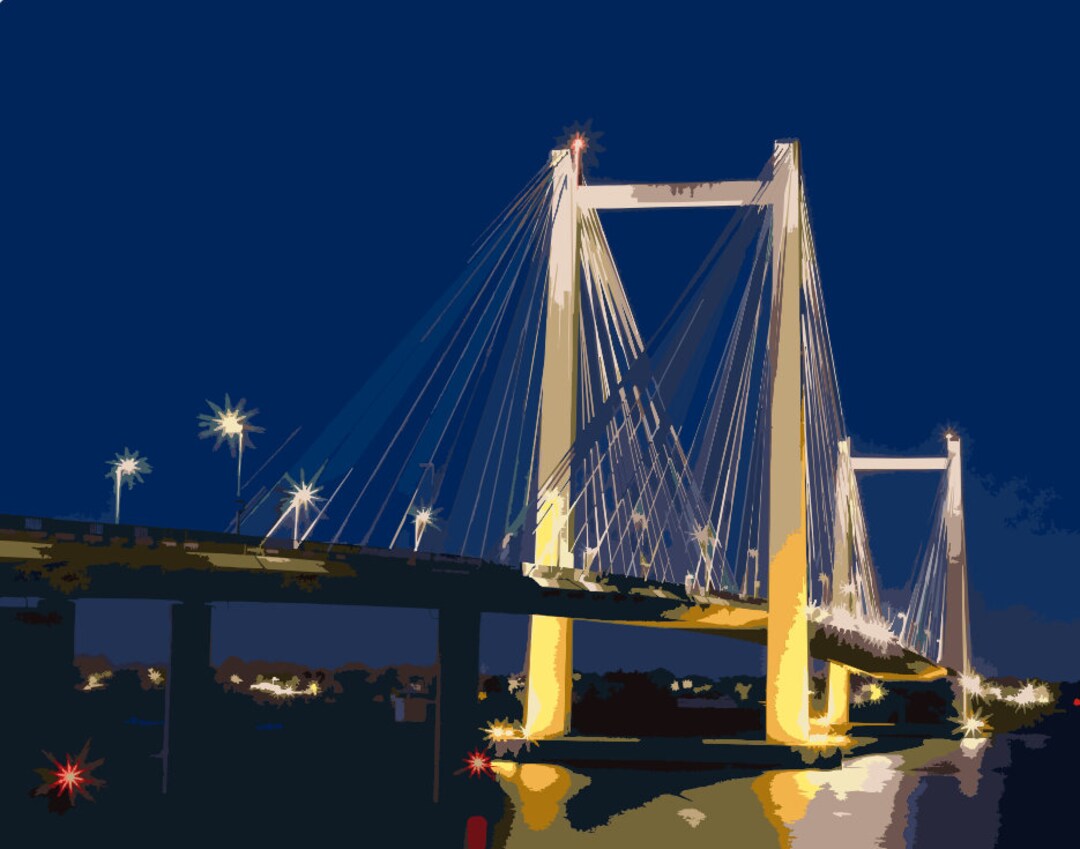 Pasco Bridge: Breathtaking City Night Over Tranquil Water ...