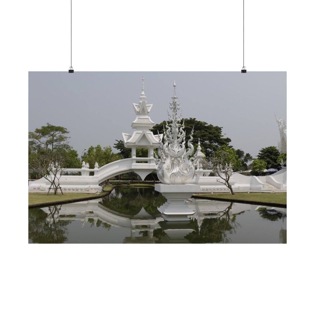 Wat Rong Khun White Temple Bridge in Chiang Rai Poster, Thailand ...