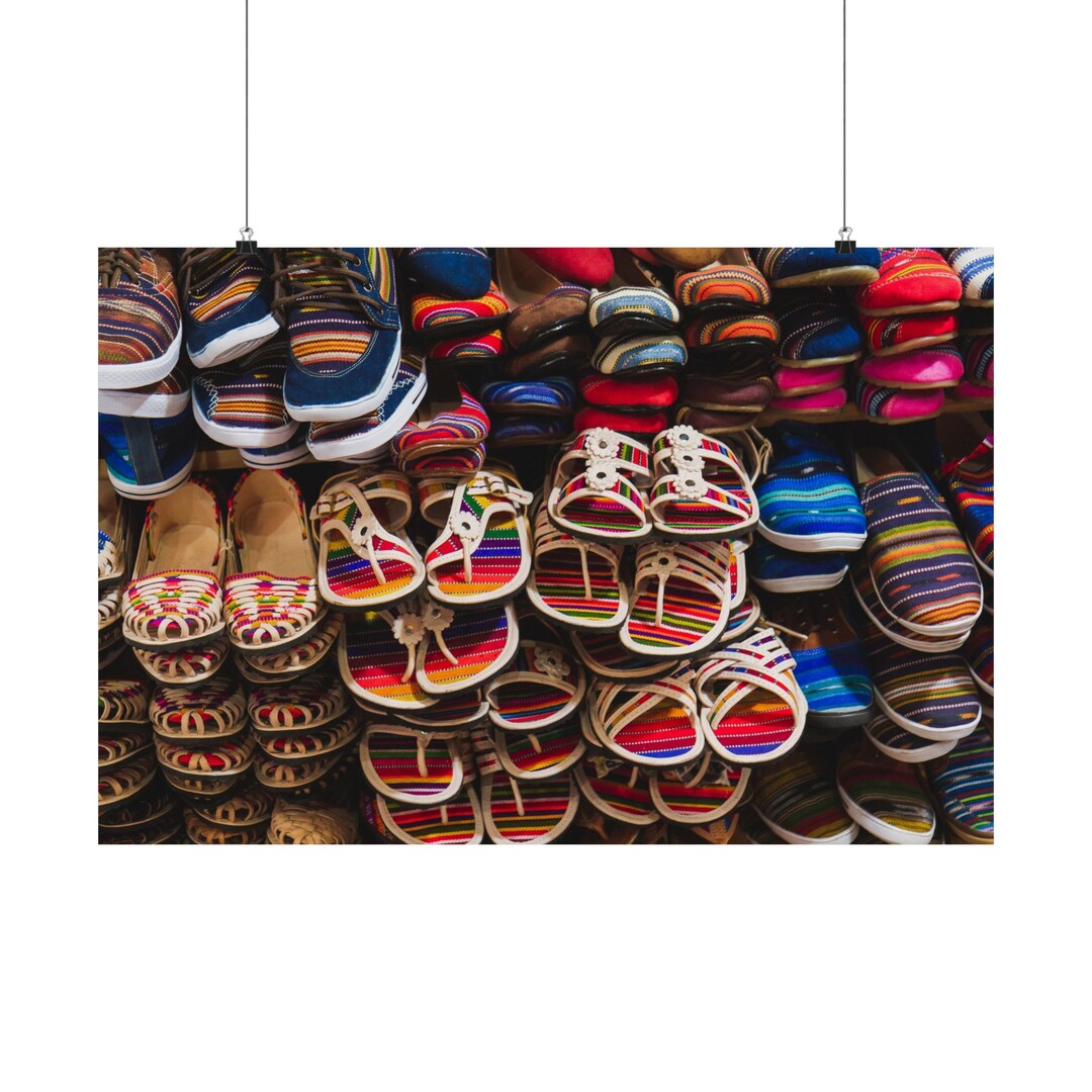 Vibrant Array of Handmade Footwear Display in a Market Store, Local ...