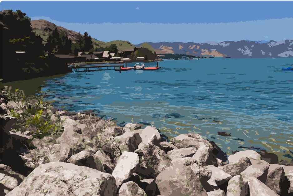 Rocky Shoreline at Lake Chelan, Washington, Waterfront, Scenery ...