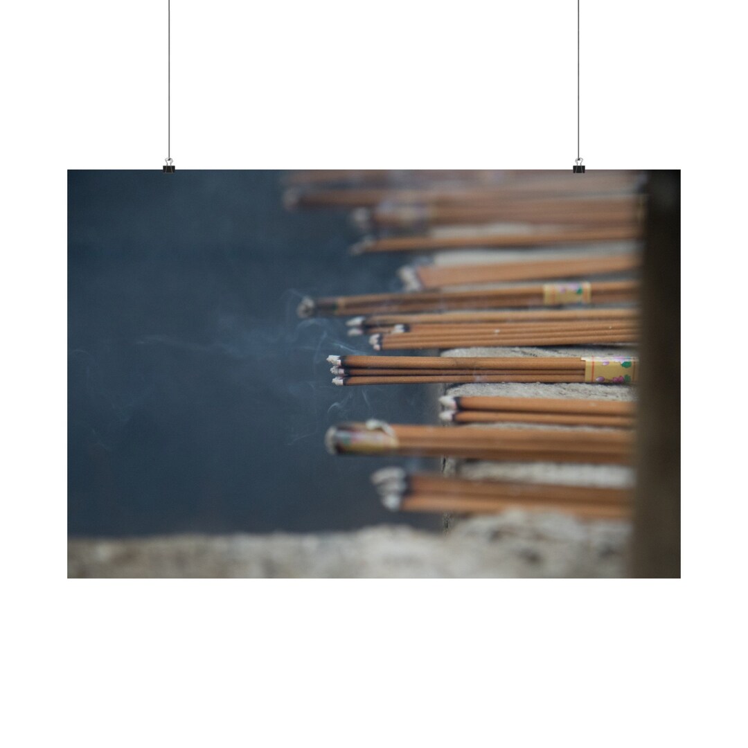 Burning Incense and Smoke in Close-up Focus Wall Art Poster, Cultural ...