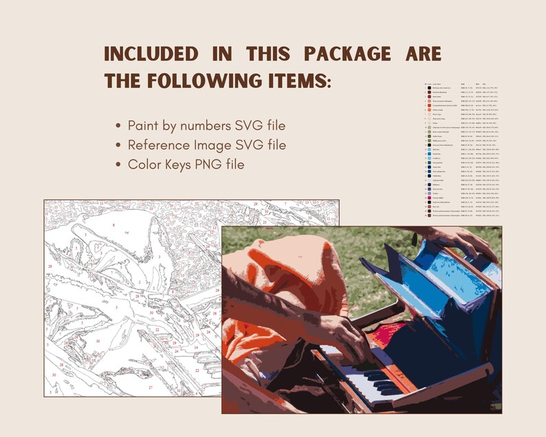 Paint by Numbers Digital Download Kit / Hand Playing Musical Keyboard ...